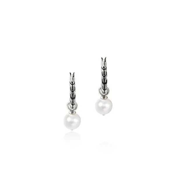 John Hardy Jh Essential Pearl Hoop Earrings - Sterling Silver