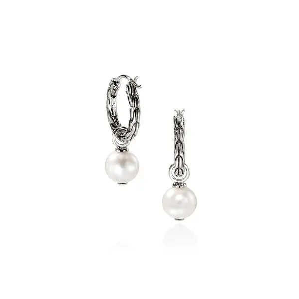 John Hardy Jh Essential Pearl Hoop Earrings - Sterling Silver