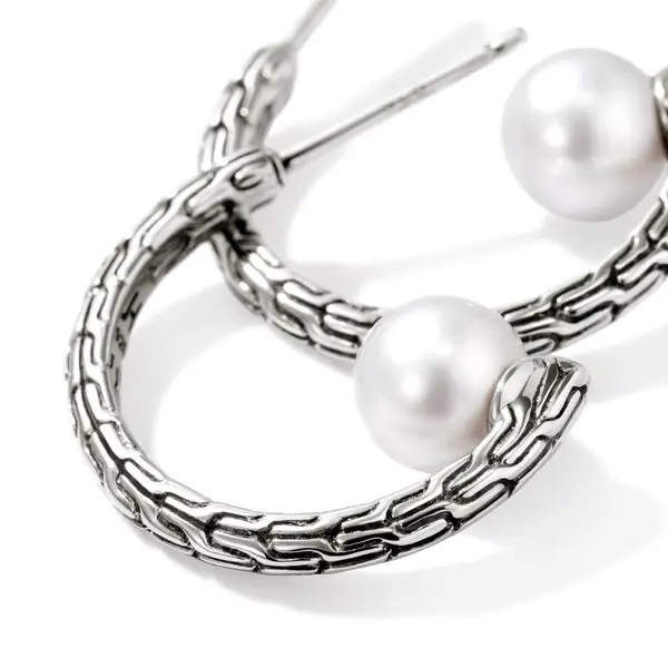 John Hardy Jh Essential Pearl Hoop Earring
