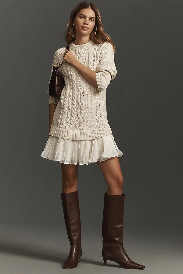 Anthropologie Delphine Sweater Twofer Mini Dress