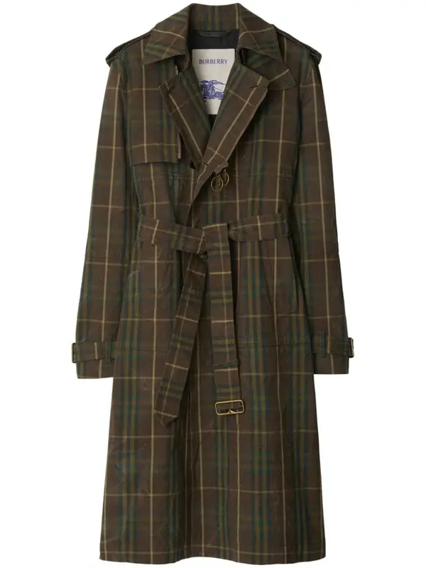 Burberry Checked Cotton Trench Coat