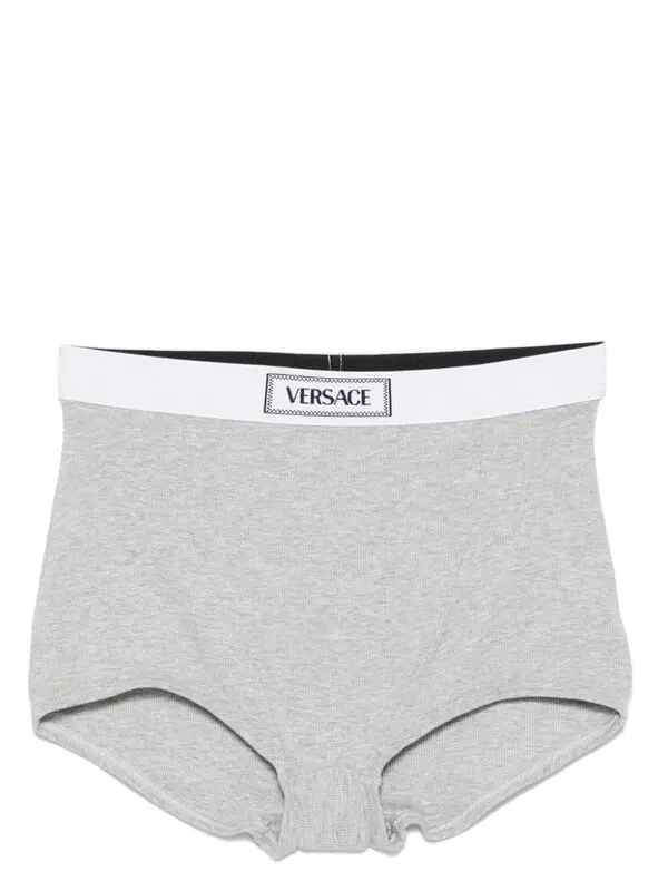 Versace 90s Logo-waistband Ribbed Briefs - Grey
