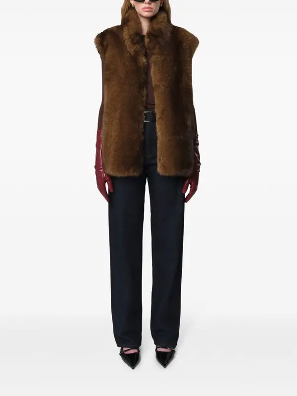 Apparis Laila Faux Fur Vest - Brown