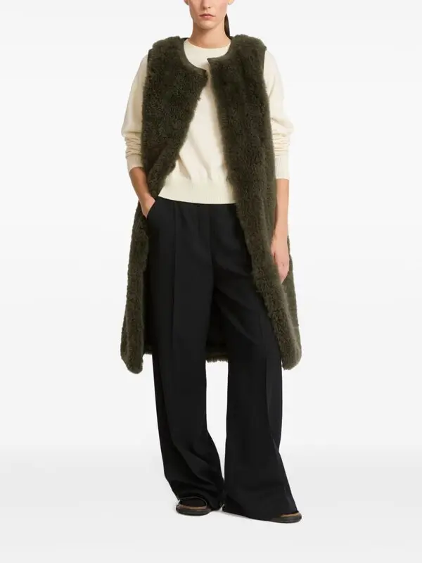 YVES SALOMON Belted Shearling Gilet - Green