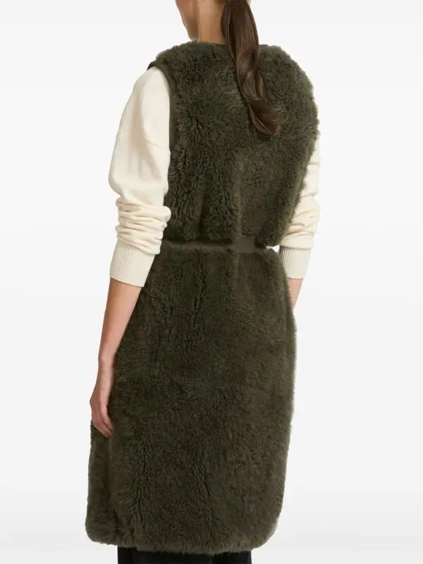 YVES SALOMON Belted Shearling Gilet - Green