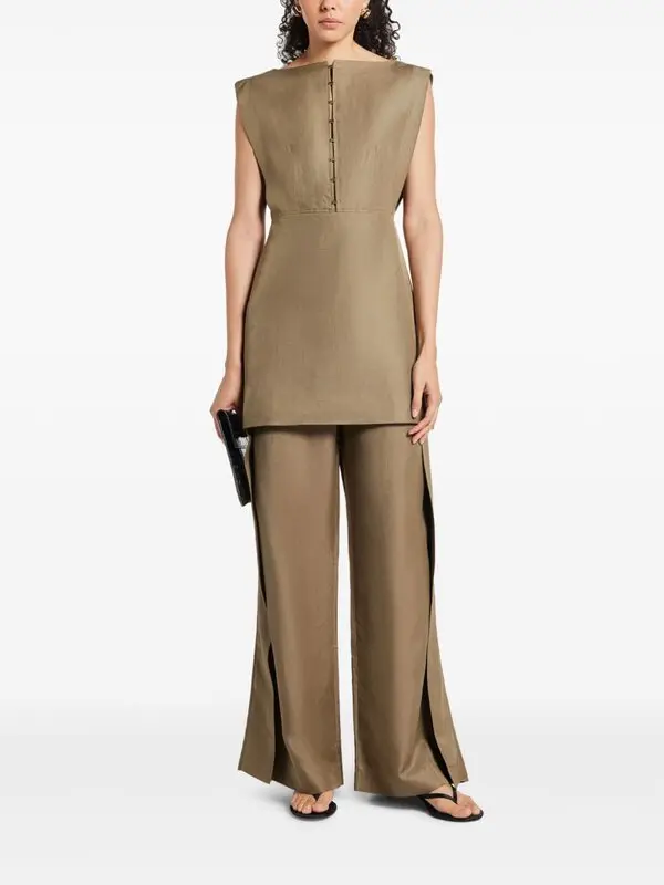 knee length dresses for ladies Acler Online AU CINDERFORD Mini Dress, Clay, AU6 US2, Viscose Linen Blend main image 1