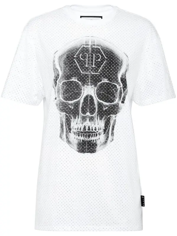 Philipp Plein Skull Rhinestone T-shirt - White