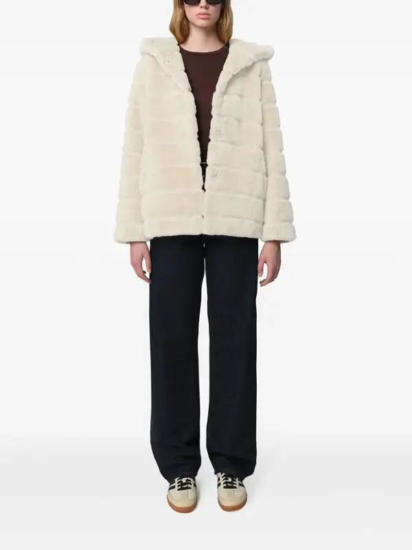 Apparis Goldy Hooded Faux Fur Coat - Neutrals