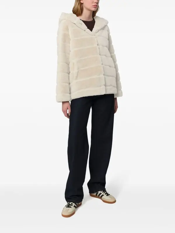 Apparis Goldy Hooded Faux Fur Coat - Neutrals