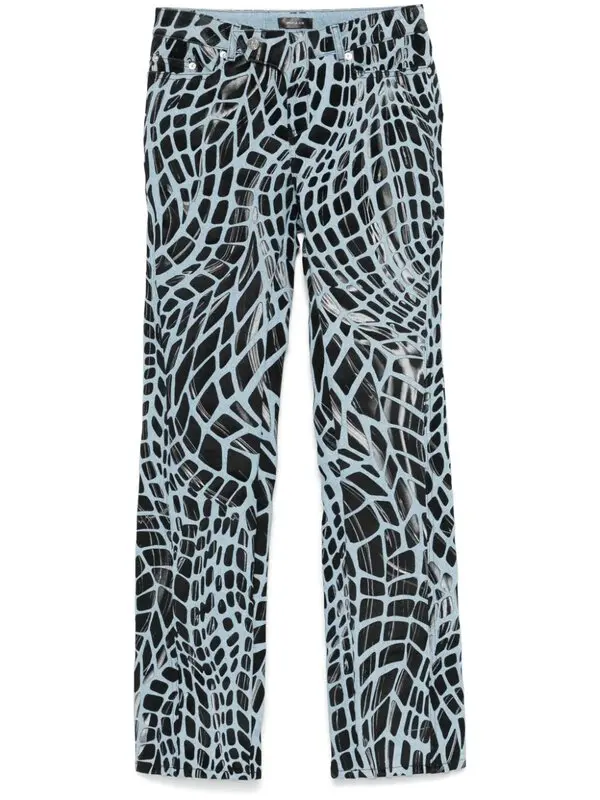 MUGLER Velvet-print Straight-leg Jeans