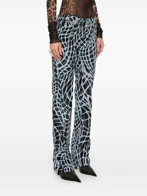 MUGLER Velvet-print Straight-leg Jeans