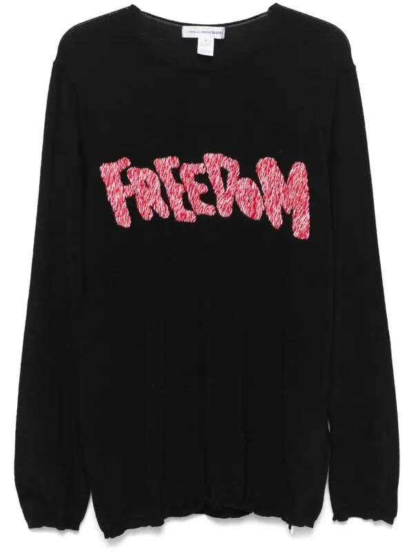 Comme Des Garçons Freedom-embroidered Sweater - Black