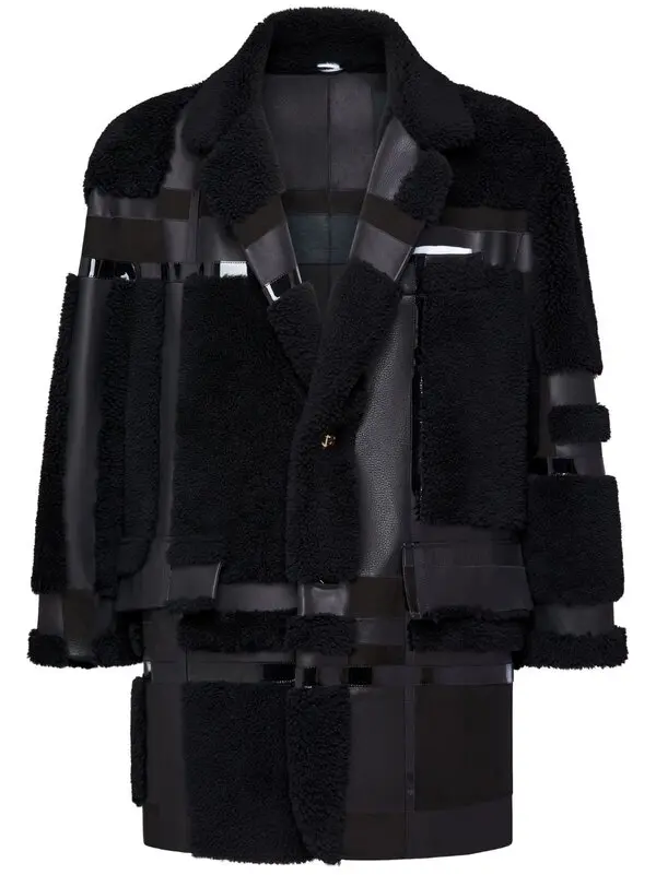 Thom Browne Panelled Shearling Jacket - Black