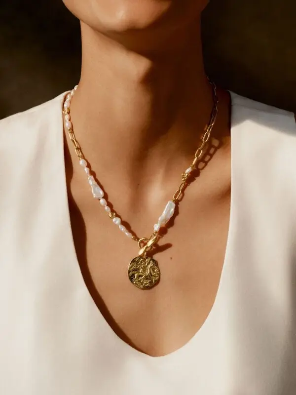 Monica Vinader X Amy Powney Keshi Pearl Chain Necklace - Gold