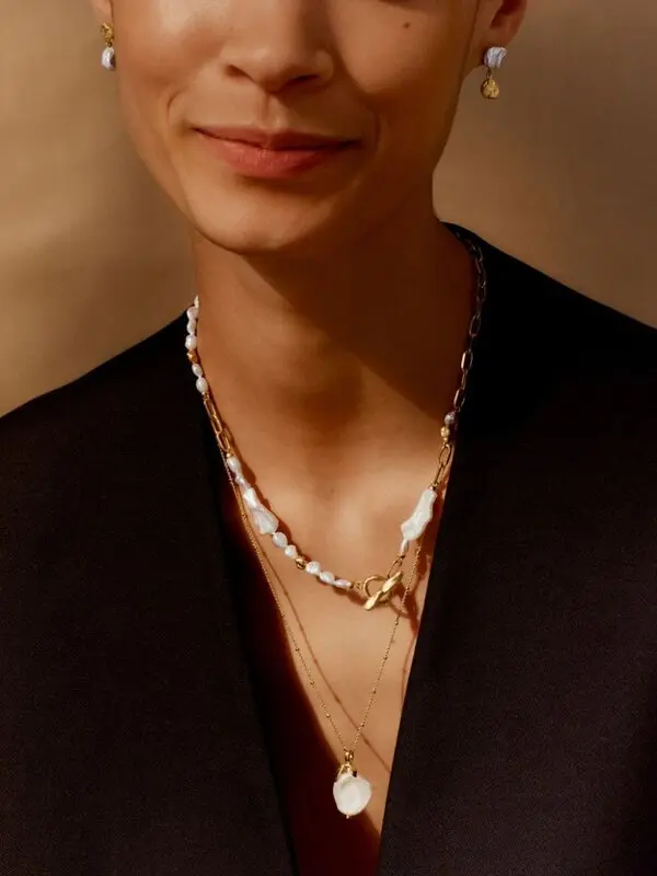 Monica Vinader X Amy Powney Keshi Pearl Chain Necklace - Gold