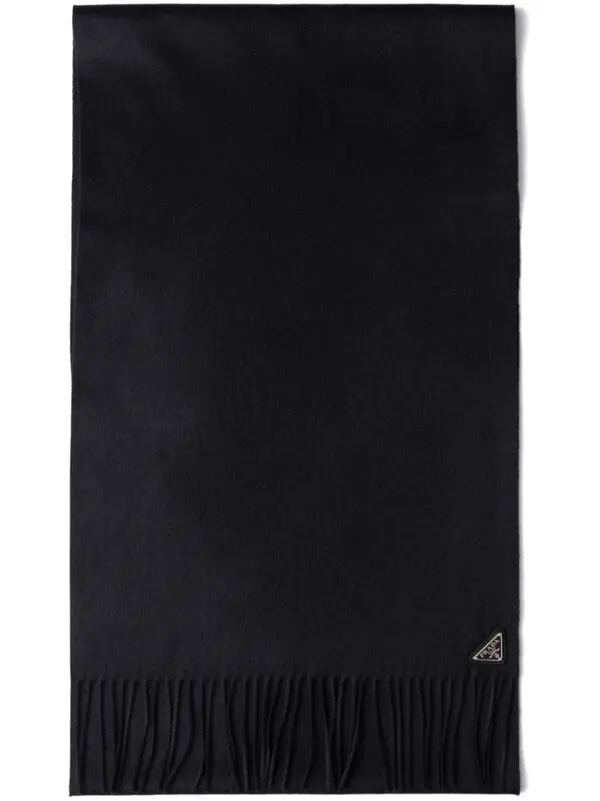 Prada Logo-plaque Silk-cashmere Scarf - Black