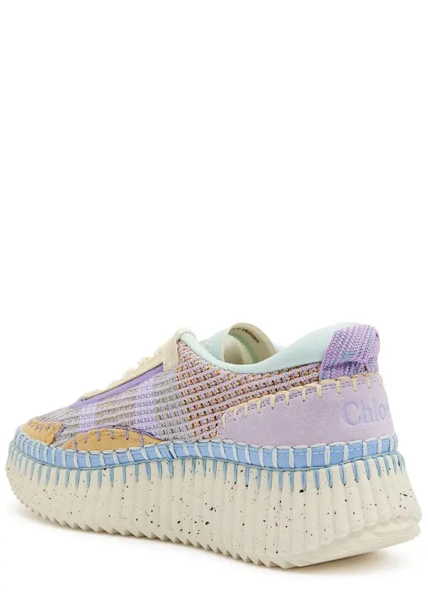 Chloé Nama Panelled Knitted Sneakers - Lilac