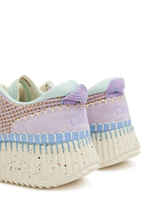 Chloé Nama Panelled Knitted Sneakers - Lilac