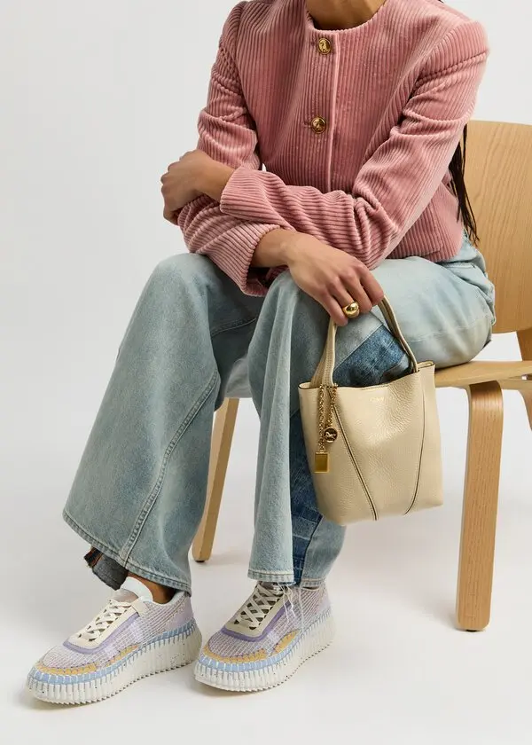 Chloé Nama Panelled Knitted Sneakers - Lilac