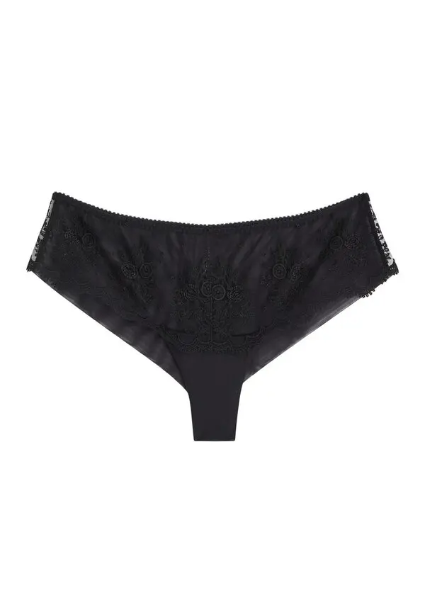Simone Perele Intrigue Embroidered Tulle Briefs - Black