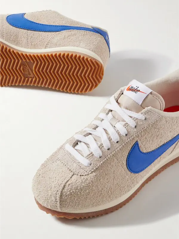 Nike Cortez Vintage Leather-trimmed Brushed-suede Sneakers - Neutrals