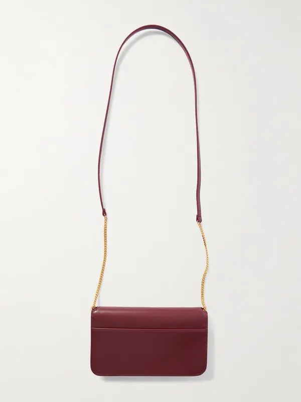 Saint Laurent Cassandre Strap Textured-leather Phone Case - Burgundy