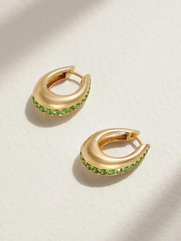 ANANYA Chakra Icon 18-karat Gold Tsavorite Hoop Earrings - Green