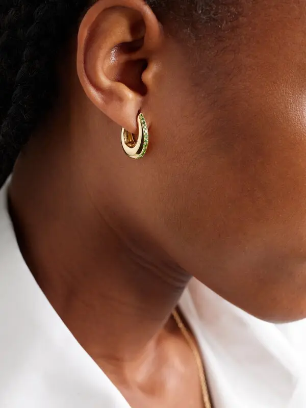 ANANYA Chakra Icon 18-karat Gold Tsavorite Hoop Earrings