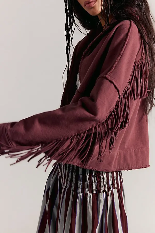 RAGABOND Wyatt Fringe Cardigan - Hickory