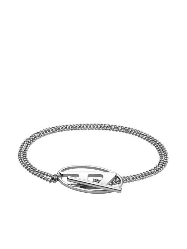 DIESEL Oval D-plaque Chain Bracelet - Silver
