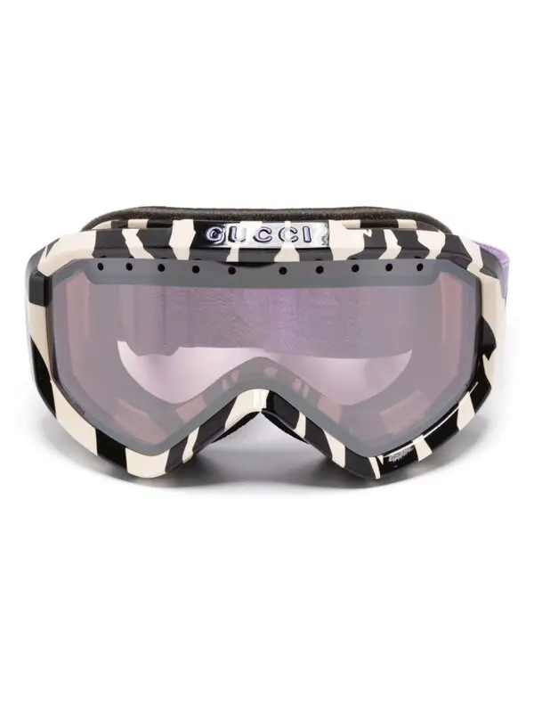 Gucci Zebra-print Ski Goggles - Black