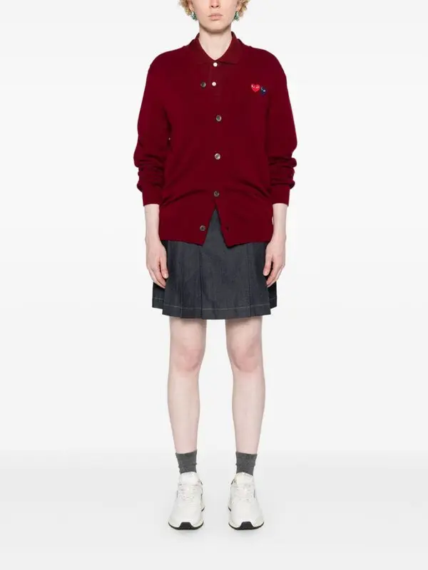 Play Comme Des Garcon Heart-patch Wool Cardigan