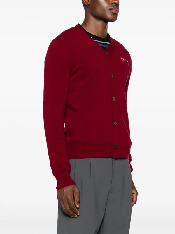 Play Comme Des Garcon Heart-patch Wool Cardigan