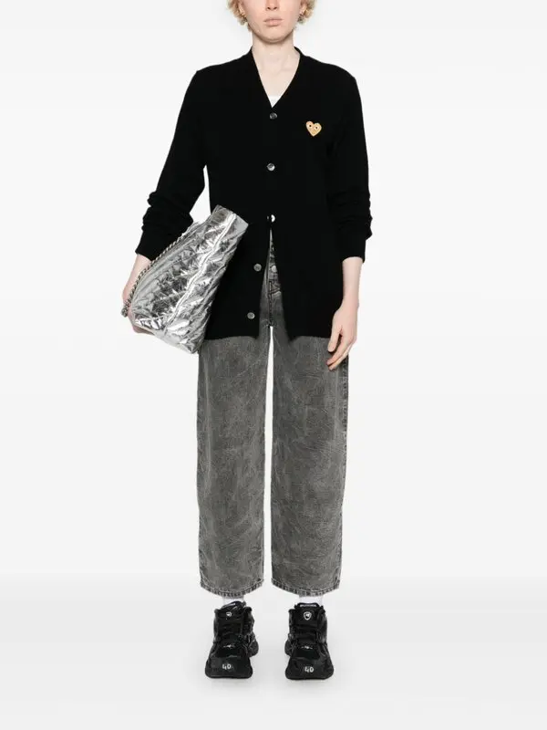 Play Comme Des Garcon Heart-patch Wool Cardigan