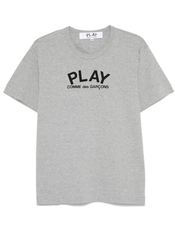 Play Comme Des Garcon Logo & Heart-print T-shirt - Grey