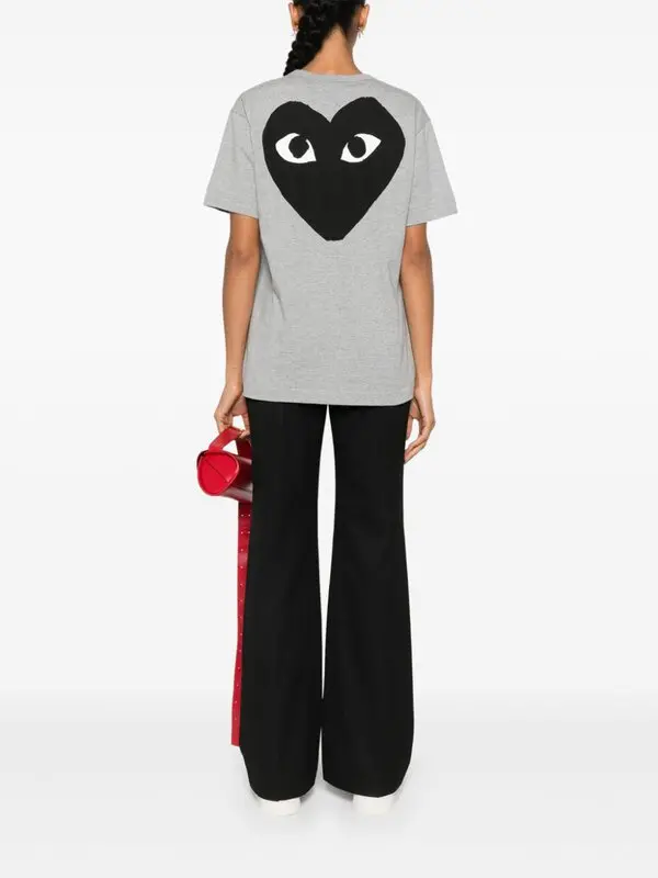 Play Comme Des Garcon Logo & Heart-print T-shirt - Grey