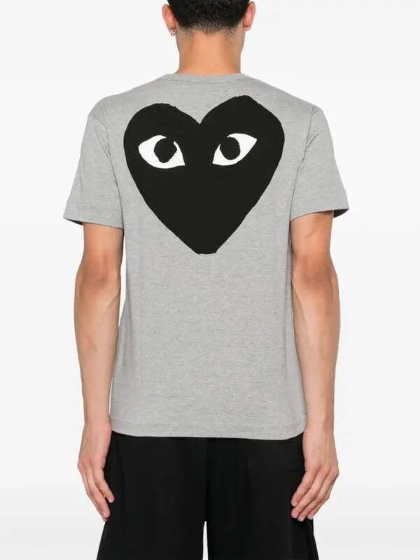 Play Comme Des Garcon Logo & Heart-print T-shirt - Grey