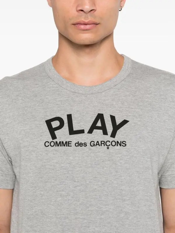 Play Comme Des Garcon Logo & Heart-print T-shirt - Grey
