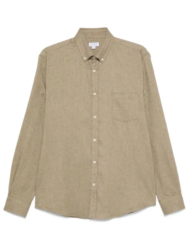 Sunspel Flannel Button-up Shirt - Neutrals