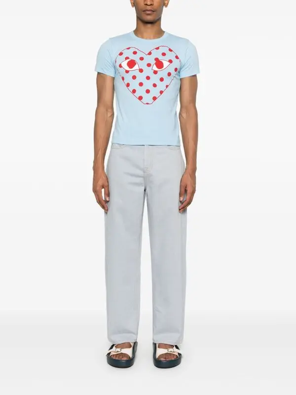Play Comme Des Garcon Heart-print T-shirt - Blue