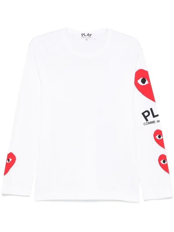 Play Comme Des Garcon Heart-print T-shirt - White
