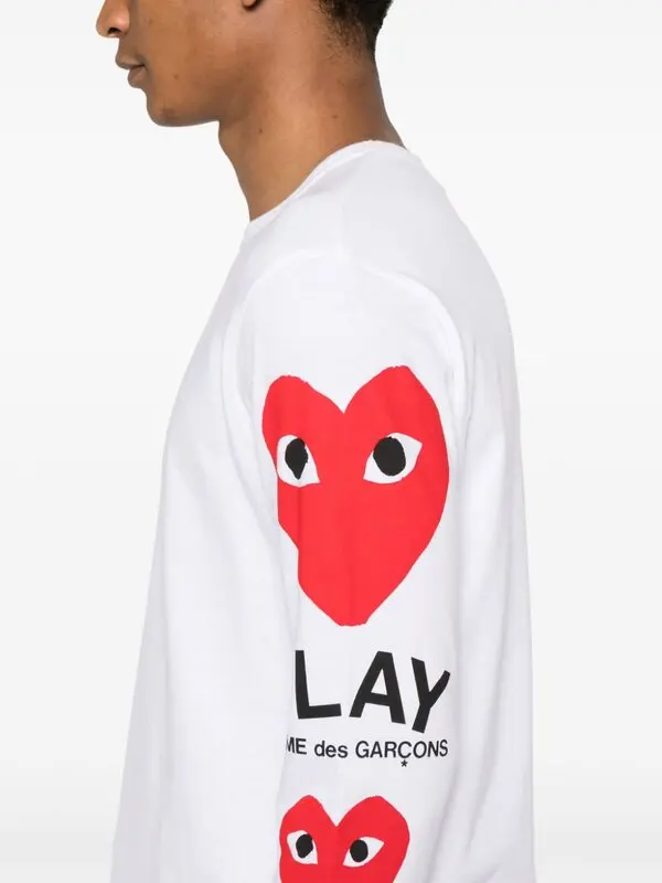Play Comme Des Garcon Heart-print T-shirt - White