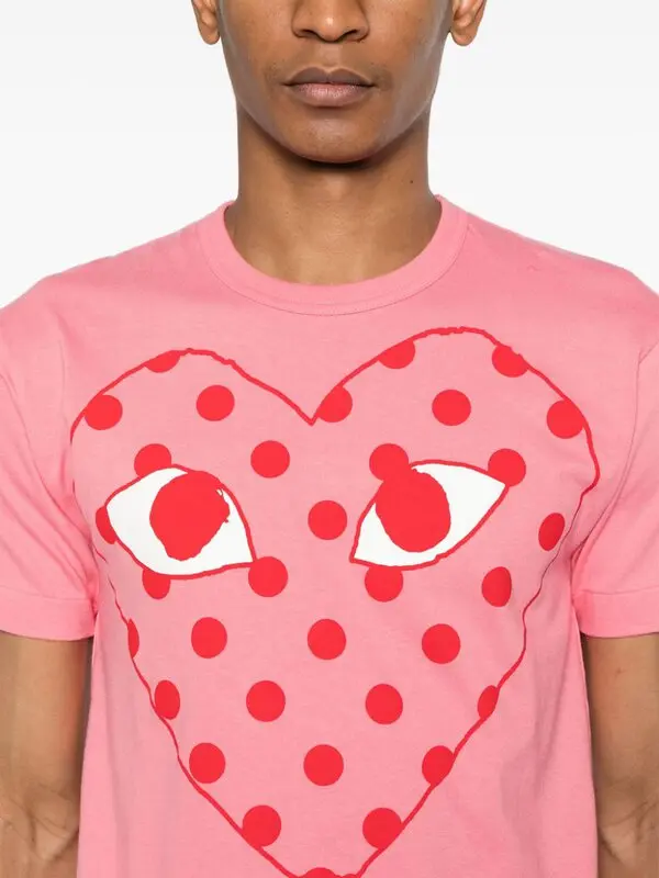 Play Comme Des Garcon Heart-print T-shirt - Pink