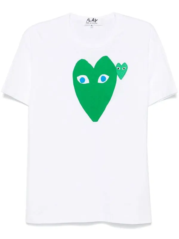 Play Comme Des Garcon Heart-print T-shirt - White