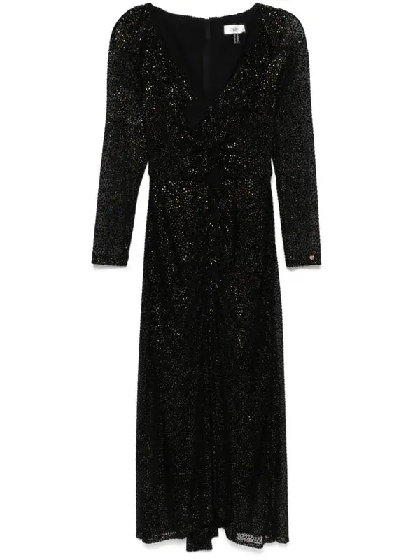 NISSA Polka-dot Tulle Midi Dress