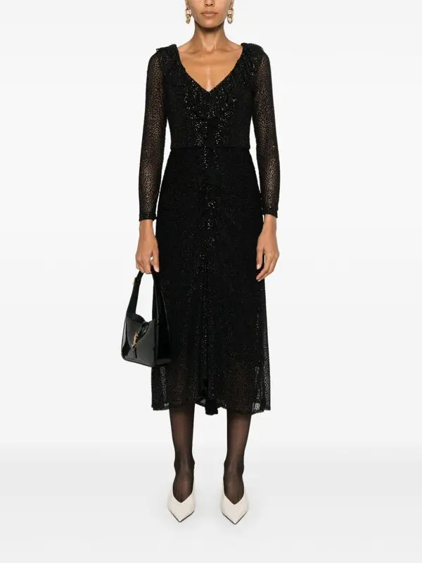 NISSA Polka-dot Tulle Midi Dress