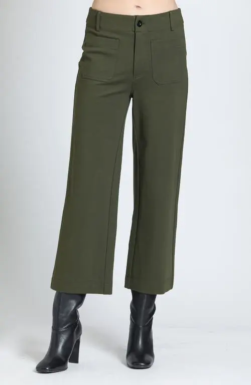 APNY Ponte Wide Leg Crop Trousers - Fennel