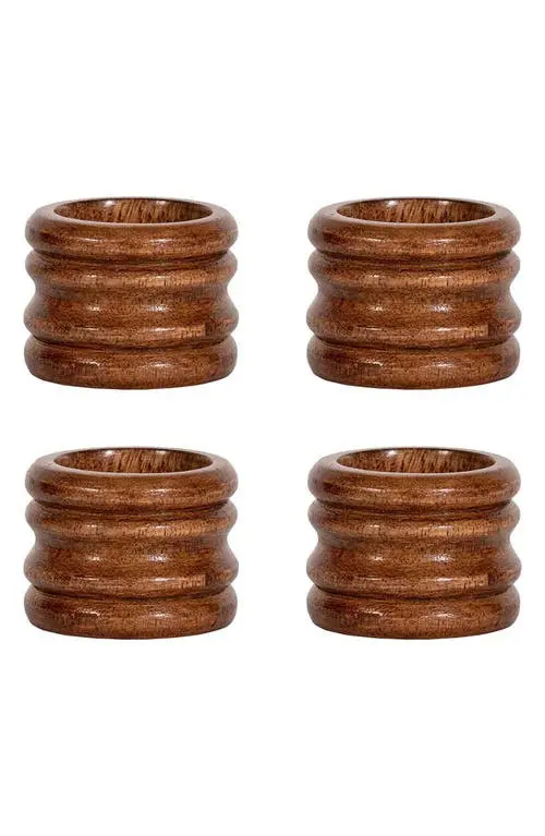 JULISKA Bilbao Set Of 4 Wood Napkin Rings - Brown