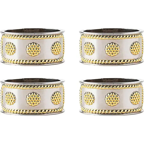 JULISKA Berry & Thread Set Of 4 Napkin Rings - Silver/ Gold