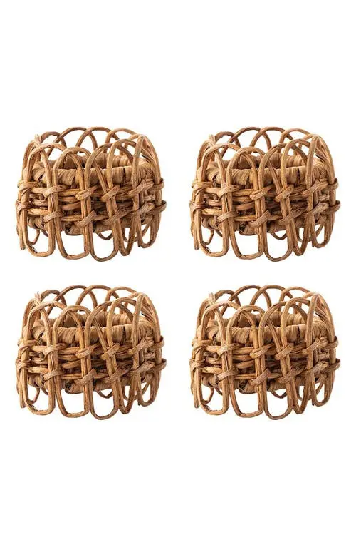 JULISKA Provence Set Of 4 Woven Rattan Napkin Rings - Natural